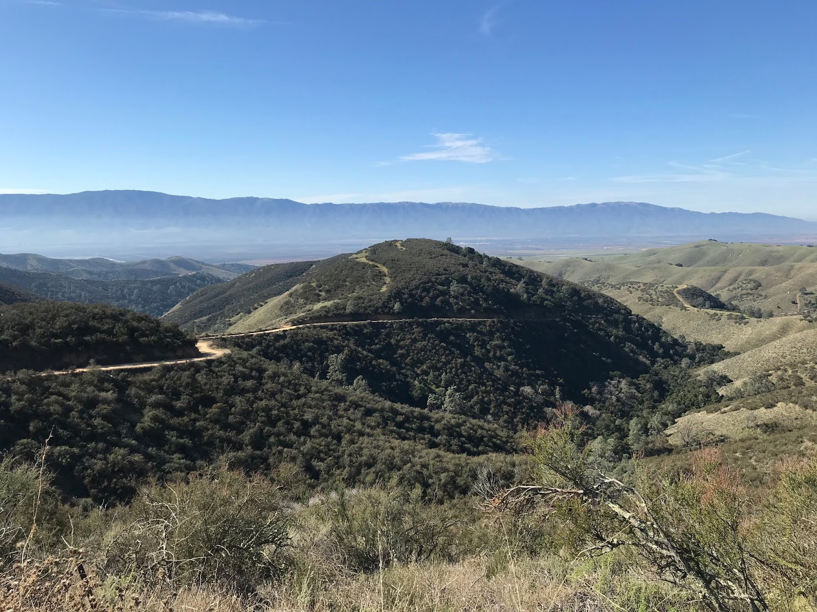 La Gloria Road and Gloria Road; descending the ridge the Gabilan Range ...