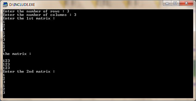 BASIC C++ PROGRAMS: SUM OF TWO MATRICES : SPECIAL DESIGN