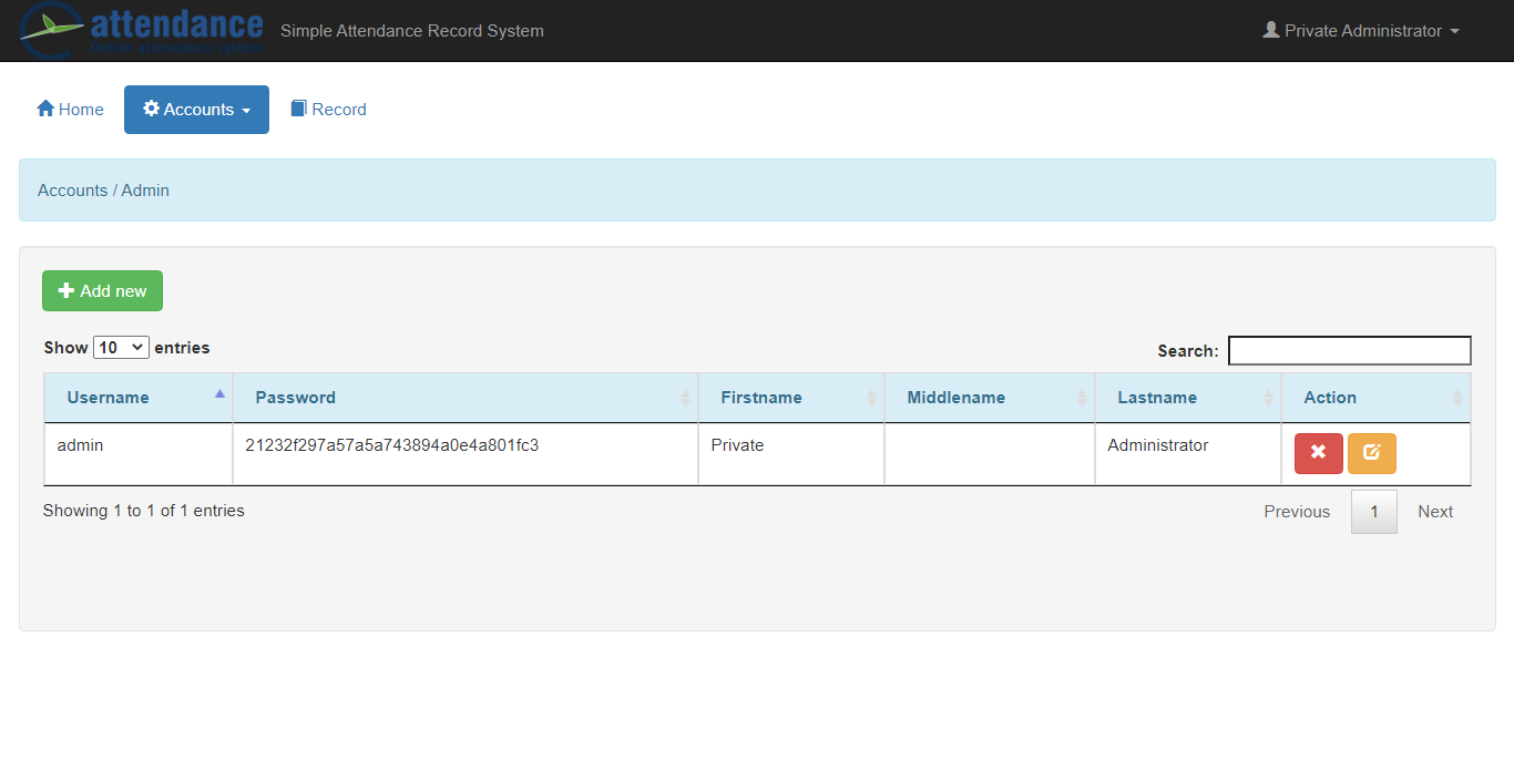Simple Attendance Record Management System in php mysql with Source ...