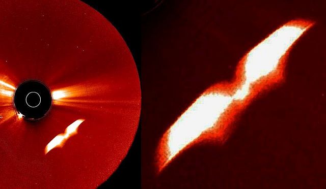 Extraordinary symmetrical winged sun object captured by COR2 Satellite