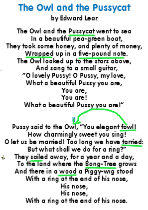 MISS PAQUI: POEM - THE OWL AND THE PUSSYCAT by Edward Lear