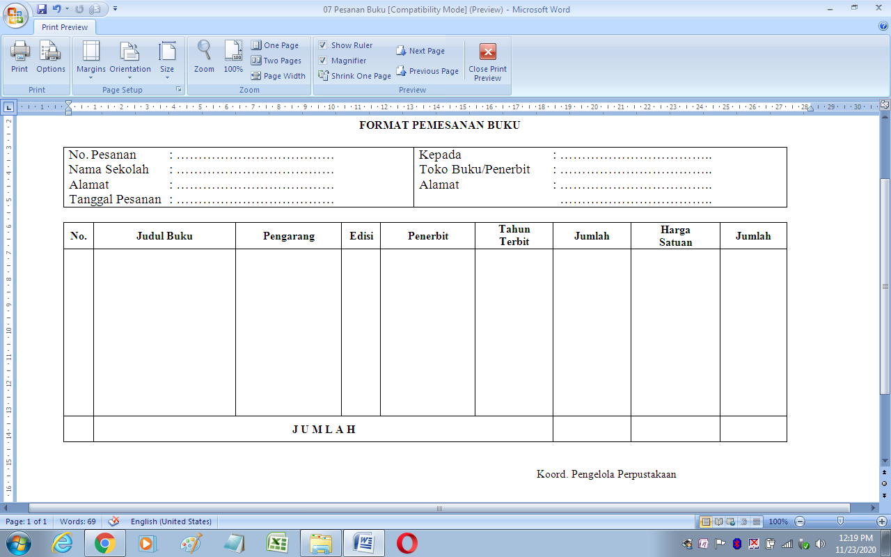 Contoh format pemesanan buku perpustakaan sekolah - antapedia.com