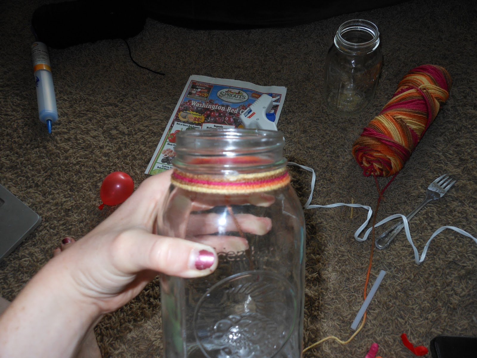 Et Ce Que Crafts: Yarn Art: Mason Jar Style