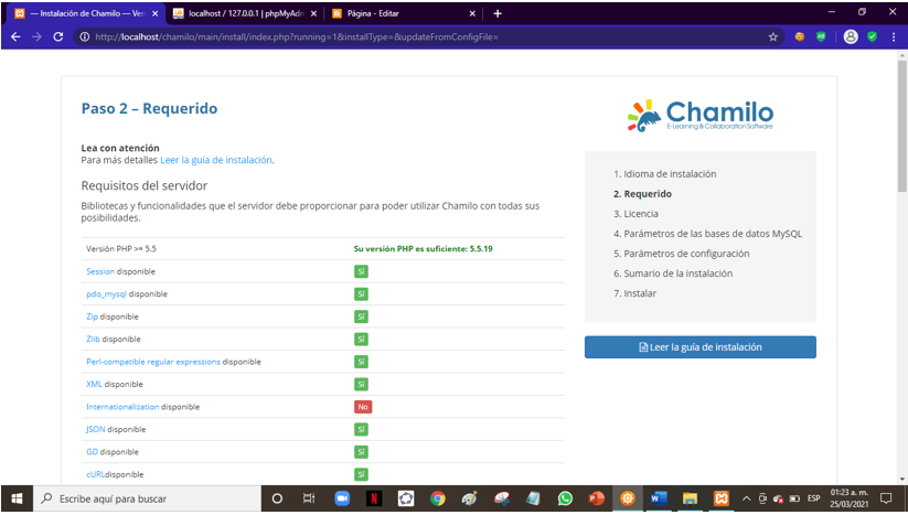 Instalacion de chamilo