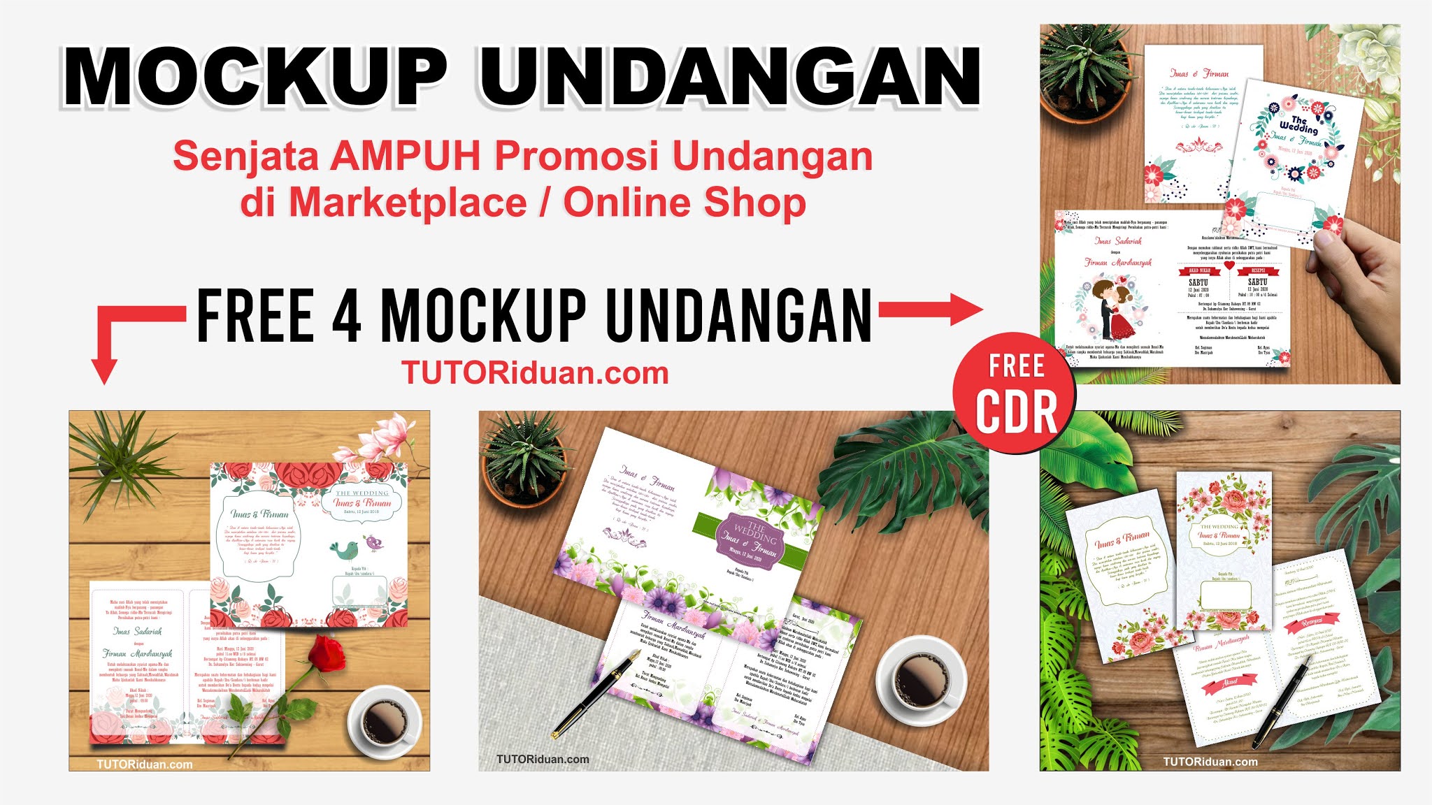 Free 4 Mockup Undangan Pernikahan Format CorelDraw (Free CDR ...