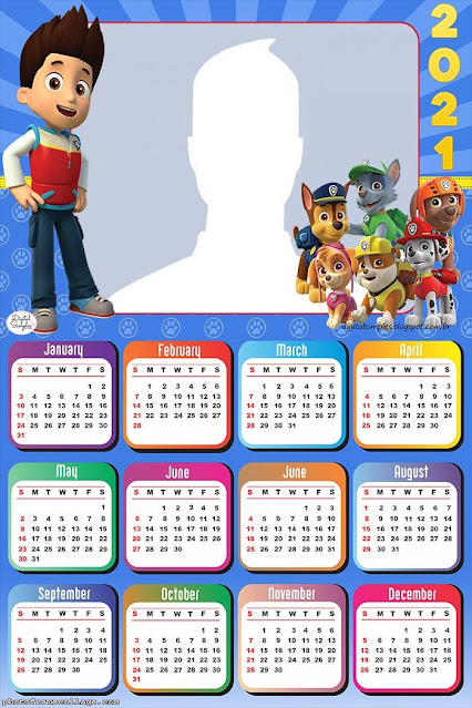 Paw Patrol: Free Printable 2021 Calendar. - Oh My Fiesta! in english
