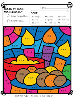 An Apple For The Teacher: Hanukkah Color By Number Math Facts Worksheet