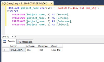 Microsoft Business Intelligence: Parsename function in sql server