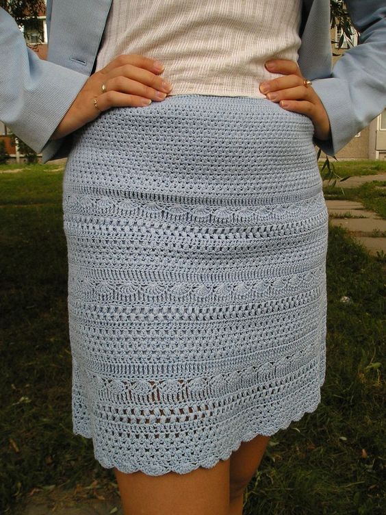 FUSTE CROSETATE ROMANIA: Fusta Crosetata Manual Bumbac Gri Plin Model 1