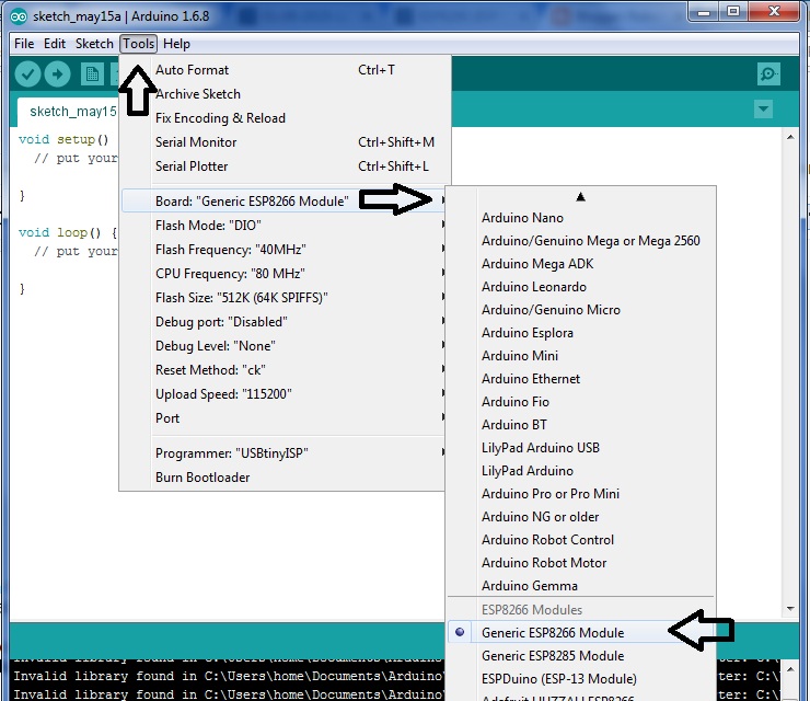 Edison Science Corner How To Upload Program To Esp 01 Using Arduino