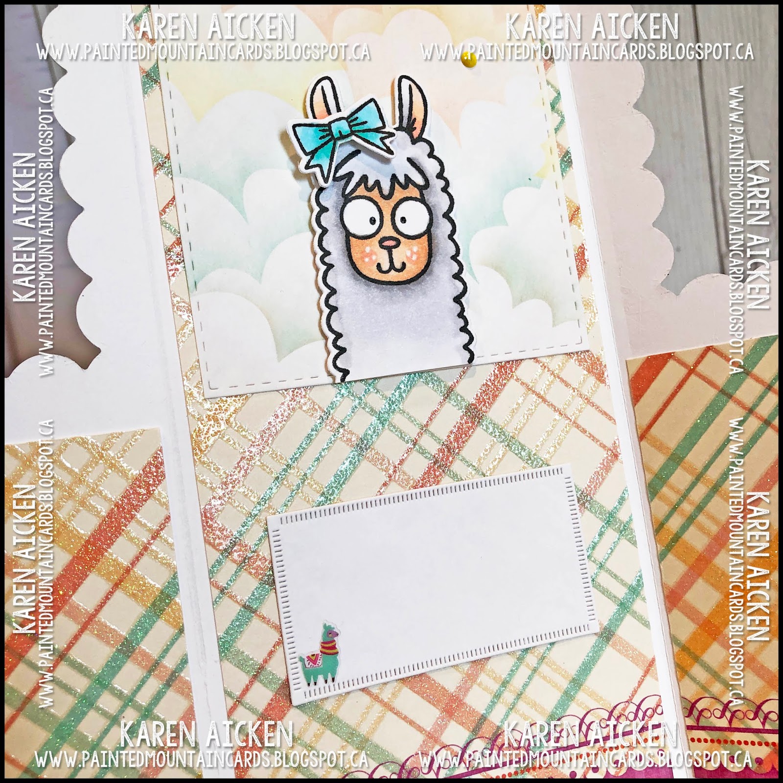 Painted Mountain Cards: Llama Trifold Slimline Card