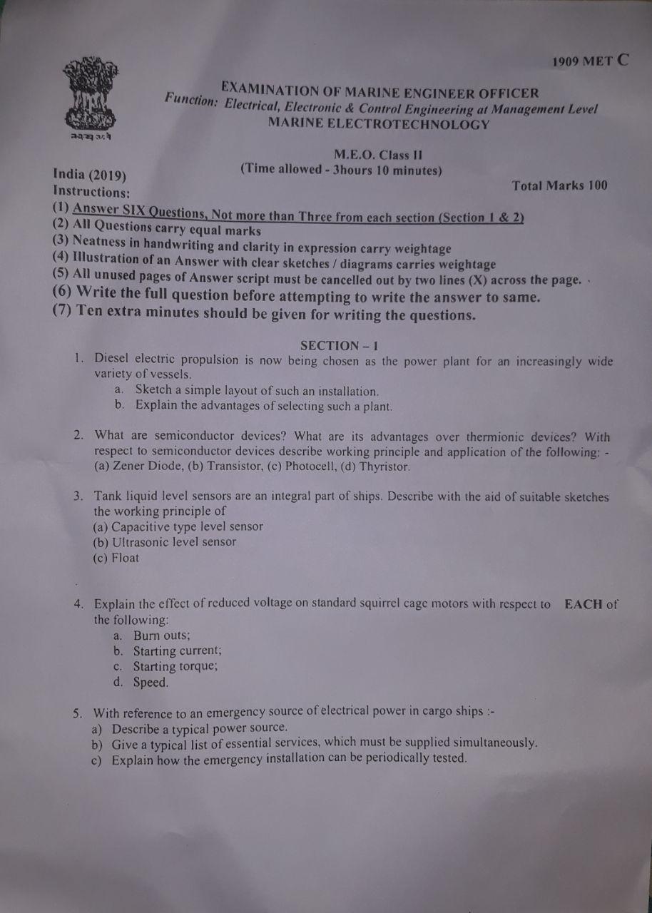 Electrical ⚡💡- MEO Class 2 Papers