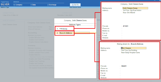 Maintain Multiple Address In Tally Prime Enable Multiple Addreses In Hindi Maintain Multiple Address In Tally Prime Enable Multiple Addreses In Hindi