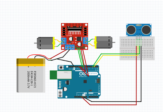 Object Following Robot Code and Circuit diagram in Telugu
