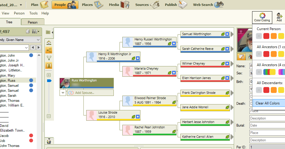 Family Tree Maker User: Color Coding - End of Line