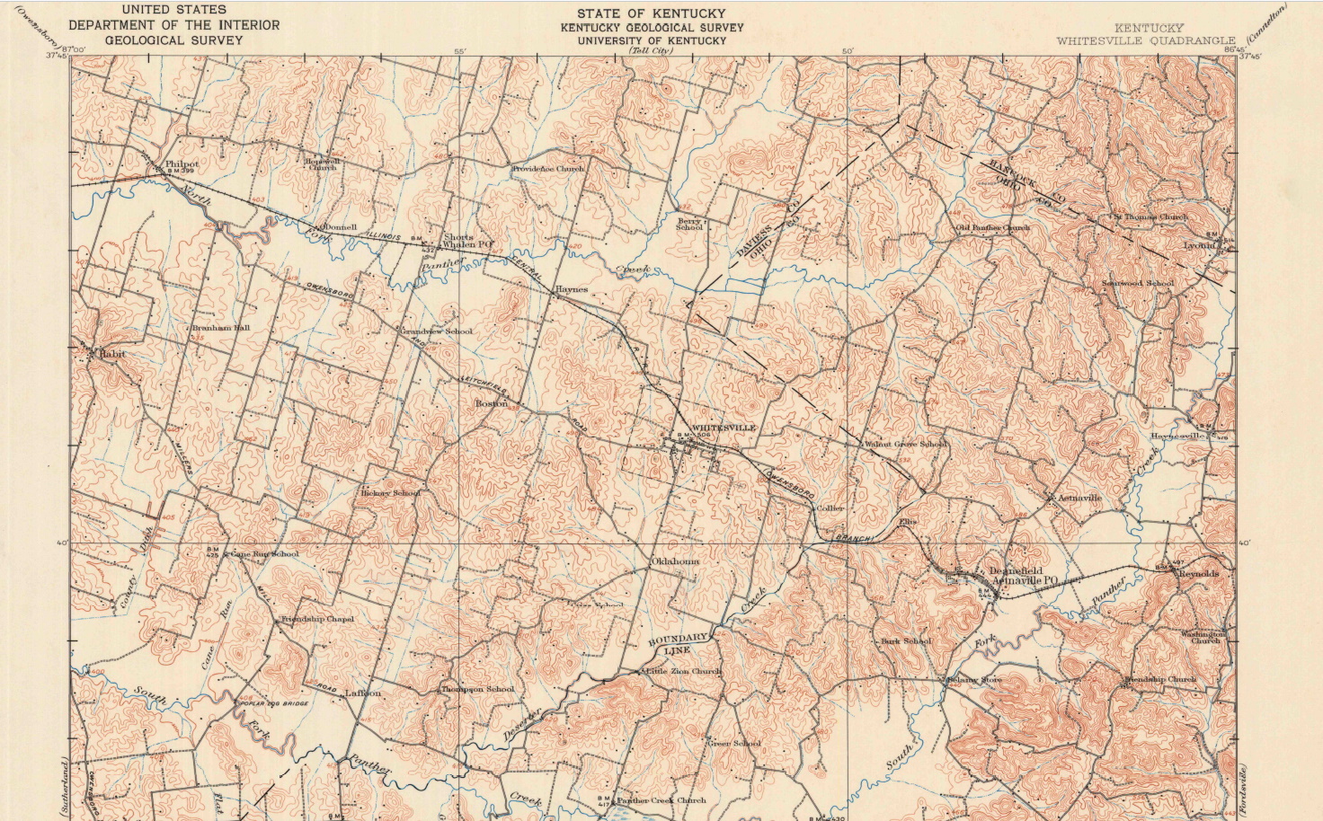 Ohio County, Kentucky History: 1907 Map of North West Ohio County