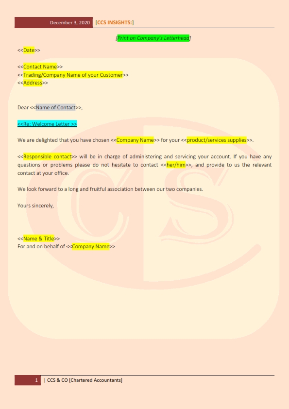 CCS & Co Plt : 如何写信 | How To Write a Letter - 48: 给客户的信函 – 致新客户的欢迎信 ...