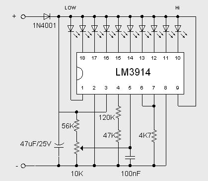 world technical: Battery Monitor using the IC LM3914