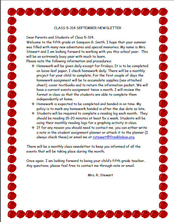 Teacher Welcome Letter To Parents Template ~ Resume Letter