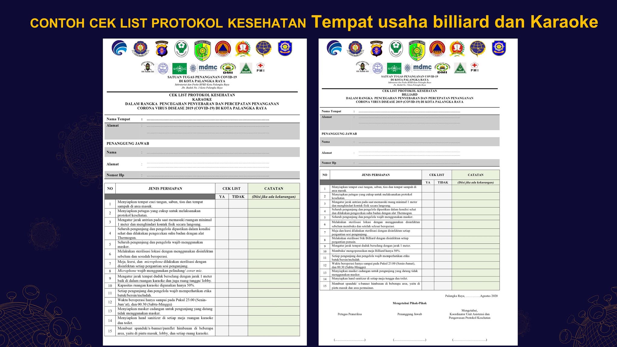Contoh Cek List Protokol Kesehatan | Materi PPKM Mikro - Yandi Novia