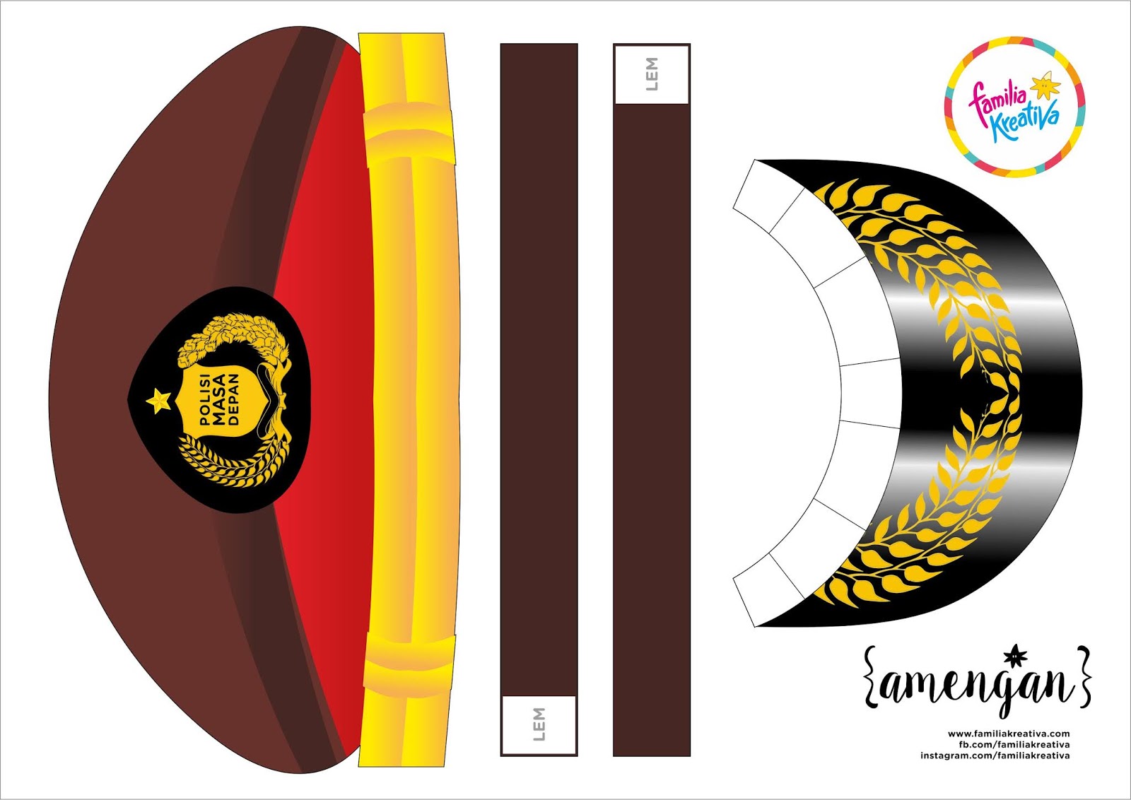 Printable Gratis - Topi Polisi dan Rambu Lalu Lintas