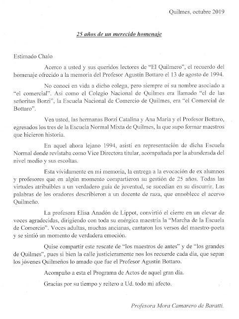 EL QUILMERO: CALLE "AGUSTÍN L. J. BOTTARO" (COLABORACIÓN)