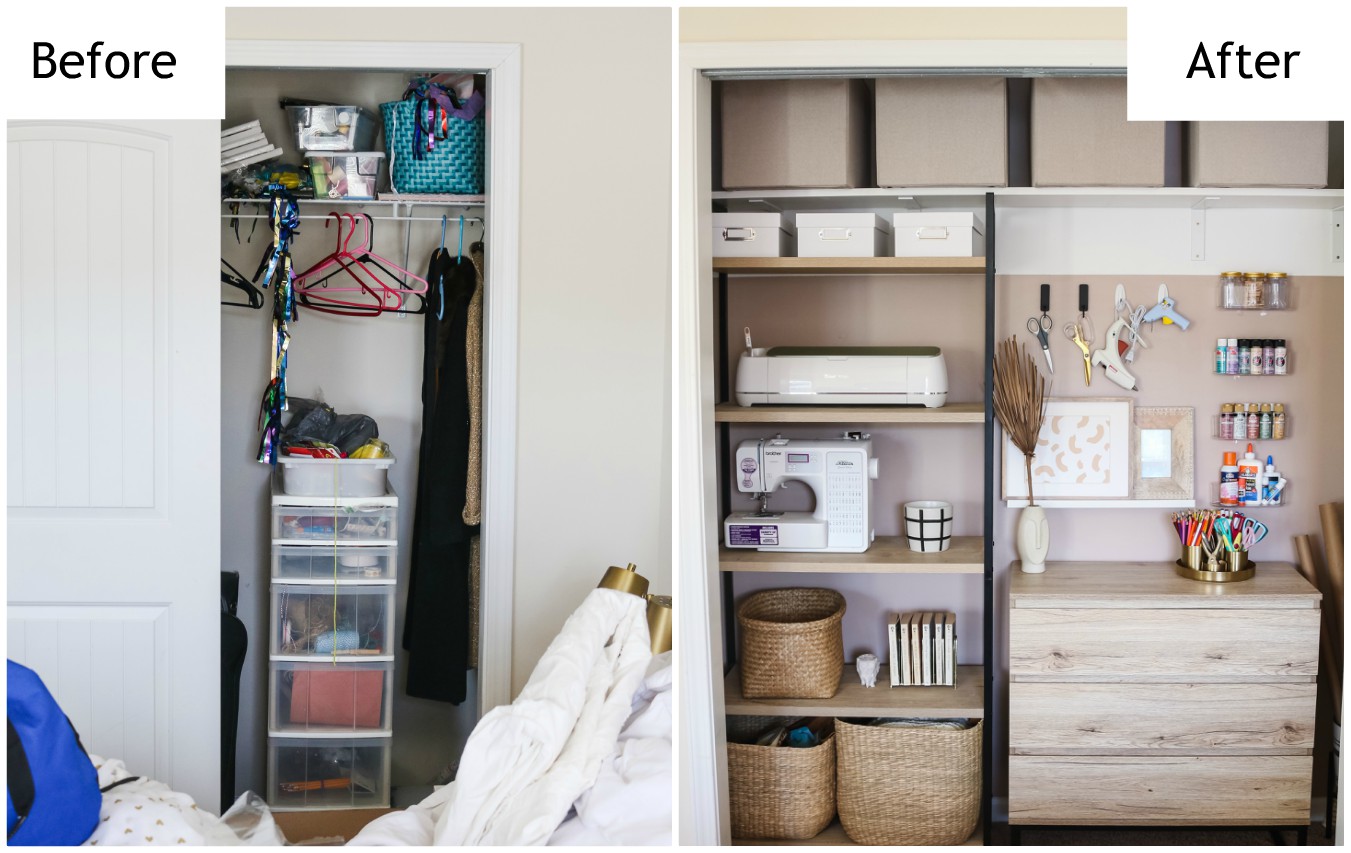 How to Turn a Cluttered Closet into Organized Craft Storage - Pretty Real