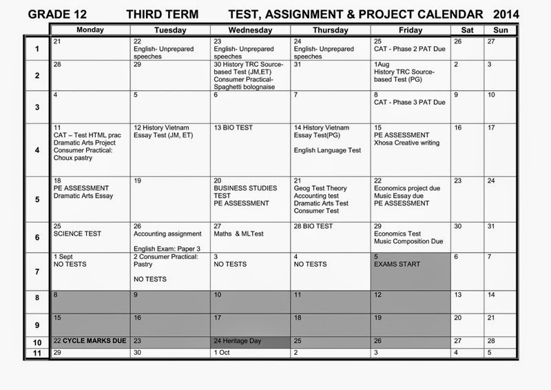Camps Bay High School: CBHS Grade 12 Tests, Projects & Assignments ...