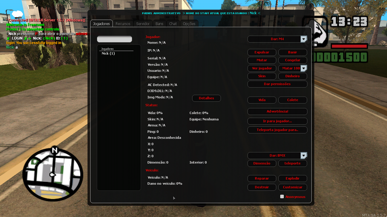MTA:SA - Painel P traduzido e com o ID no nome - MTA Brasil