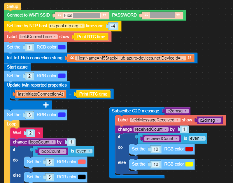 Azure IoT and M5Stack with M5Flow Blocky Python - C2D
