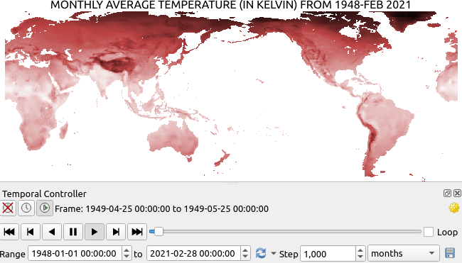 Netcdf Temporal Data Visualization With Qgis Global Monthly Temperature Showcase