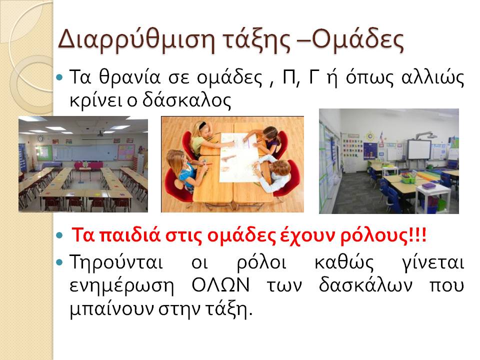 ΟΡΓΑΝΩΣΗ ΕΚΠΑΙΔΕΥΤΙΚΟΥ ΣΤΗΝ ΤΑΞΗ