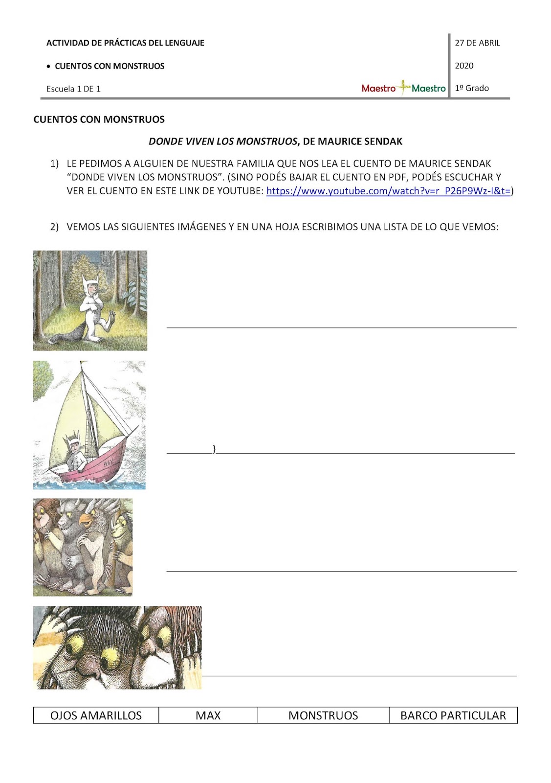 Primer grado Castelli: CUENTOS CON MONSTRUOS: "DONDE VIVEN LOS ...