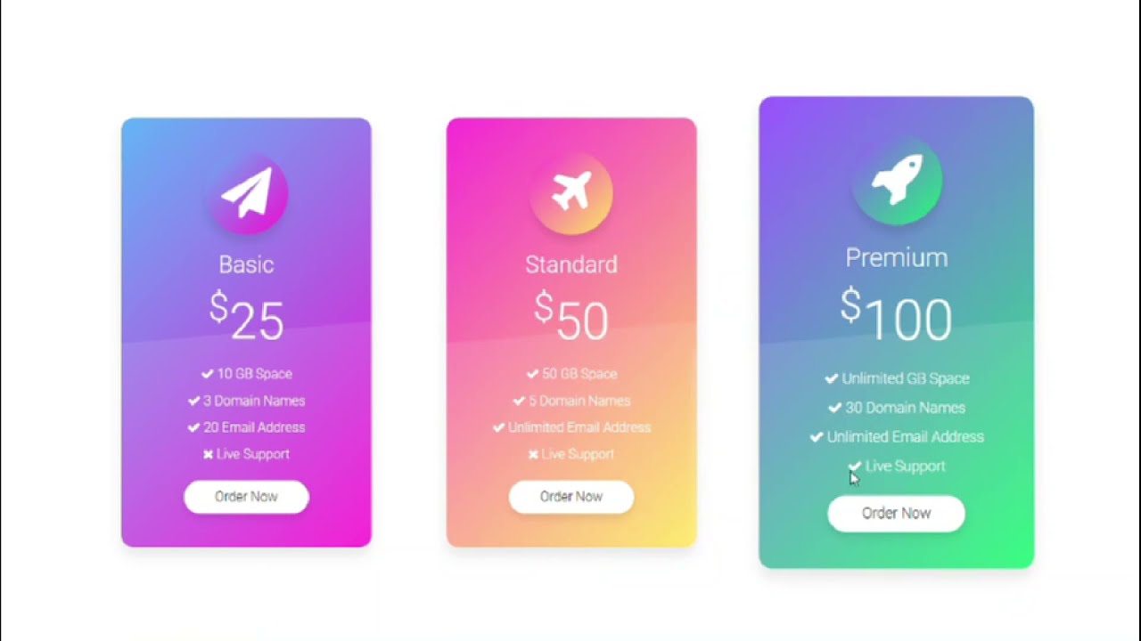 Animated Pricing Card Ui Design Using Only Html And Css Coding India