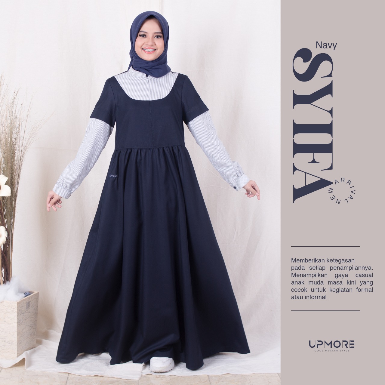 KOLEKSI UPMORE TERBARU GAMIS SYIFA NAVY