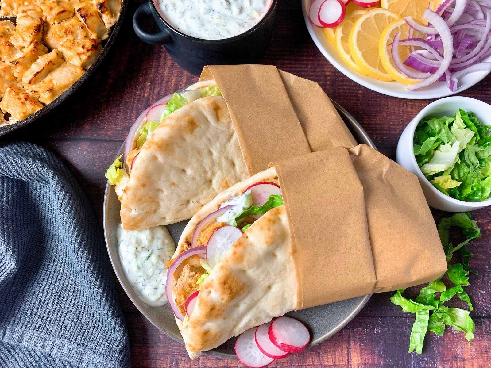 Roasted Chicken Gyros with the Best Tzatziki