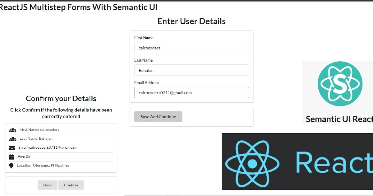 ReactJS Multistep Forms With Semantic UI | Tutorial101