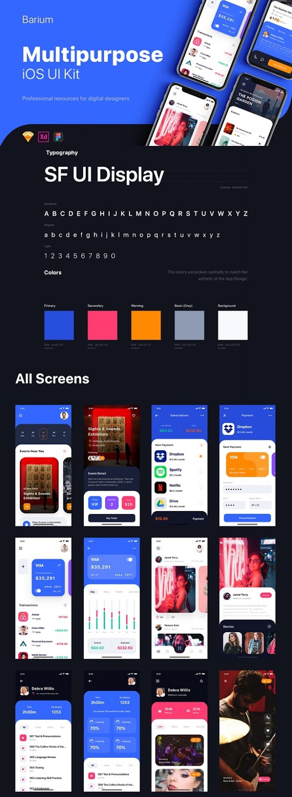 BARIUM - Multipurpose Card-based UI Kit - Download New Themes