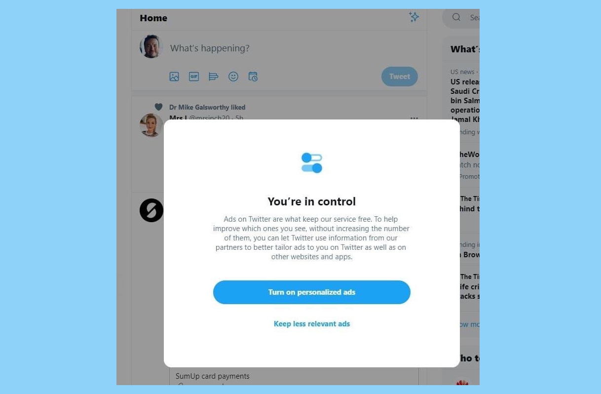 Twitter Attempts to Make Users Opt for Personalized Ads With Prompts
