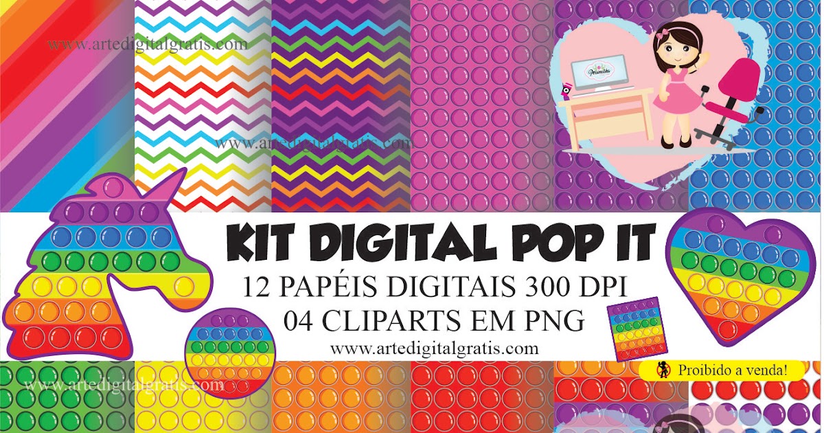 KIT DIGITAL POP IT GRÁTIS - Arte Digital Grátis