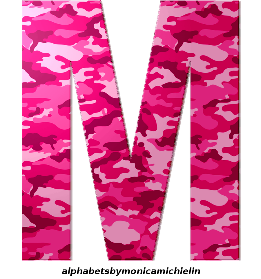 M. Michielin Alphabets: 4-PINK CAMOUFLAGE BIG ALPHABET PNG