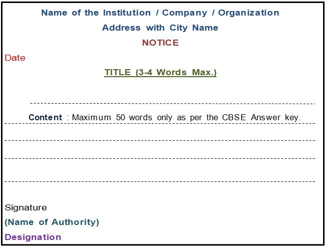 English Class: Notice Writing Class XI, XII CBSE