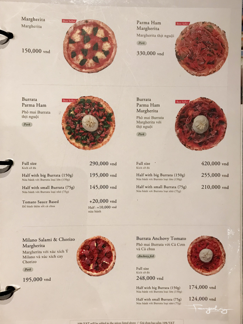Pizza 4P's Menu @ Ho Chi Minh - FENNYSHARING