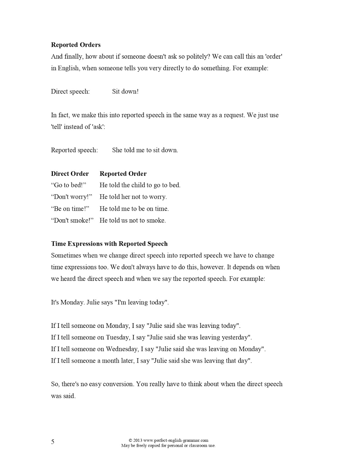 2º BACHILLERATO REPORTED SPEECH