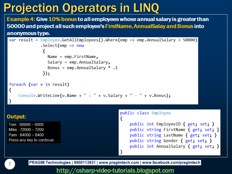 Sql Server Net And C Video Tutorial Part 7 Projection Operators In Linq 5074
