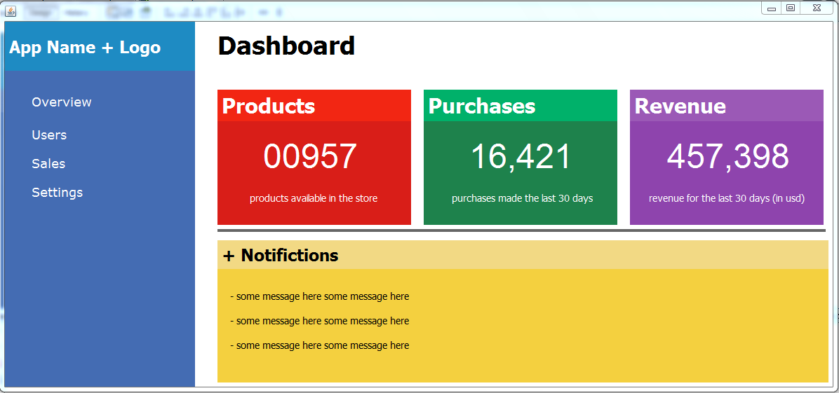 Java Dashboard Design In Netbeans C Javaphp Programming Source