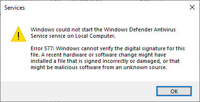 Error 577: Windows cannot verify the digital signature for this file