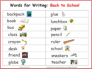 Classroom Freebies Too: Back to School Vocabulary Chart