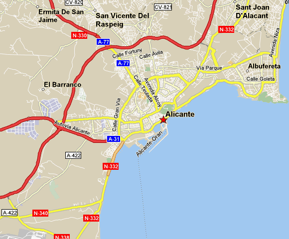 Alicante Tourism Map Regional | Map of Spain Tourism Region and Topography