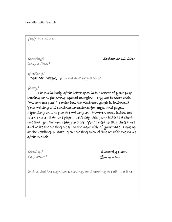 Friendly Letter Format Pdf - Formal Letter